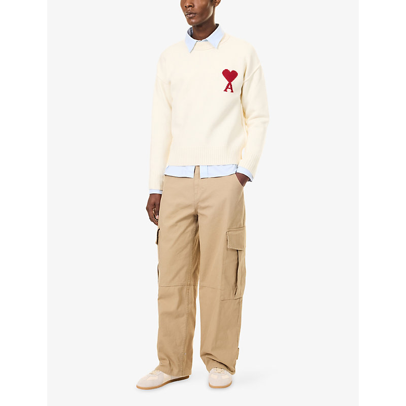 AMI Ami Paris Baggy Fit Cotton Cargo Trousers